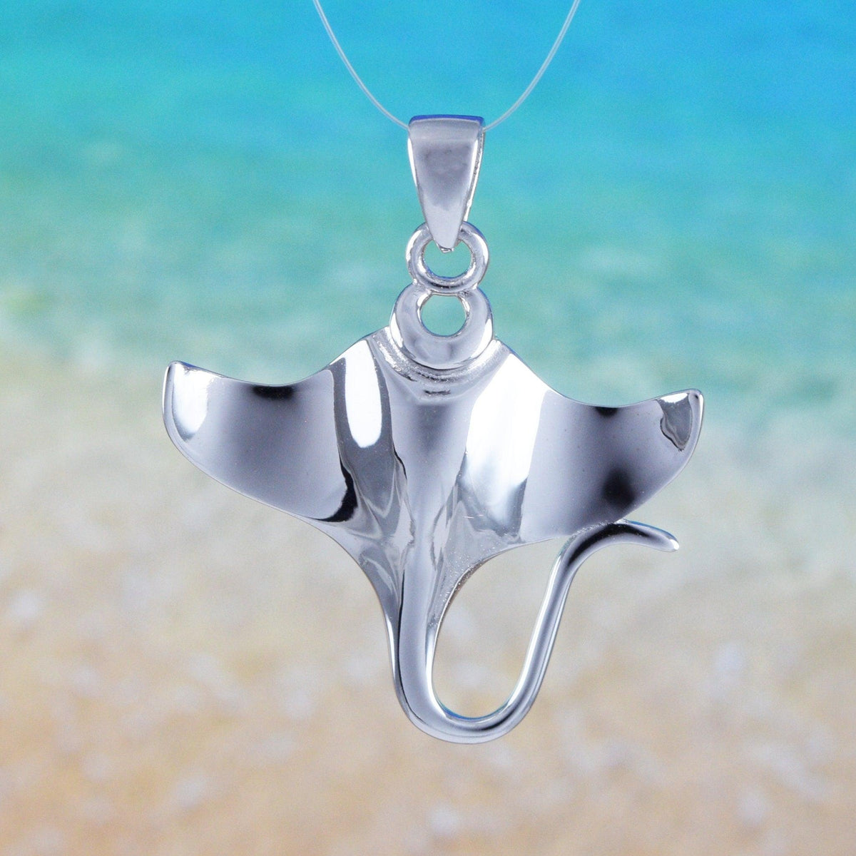 Beautiful Hawaiian Manta Ray Necklace, Sterling Silver Manta Ray Penda ...